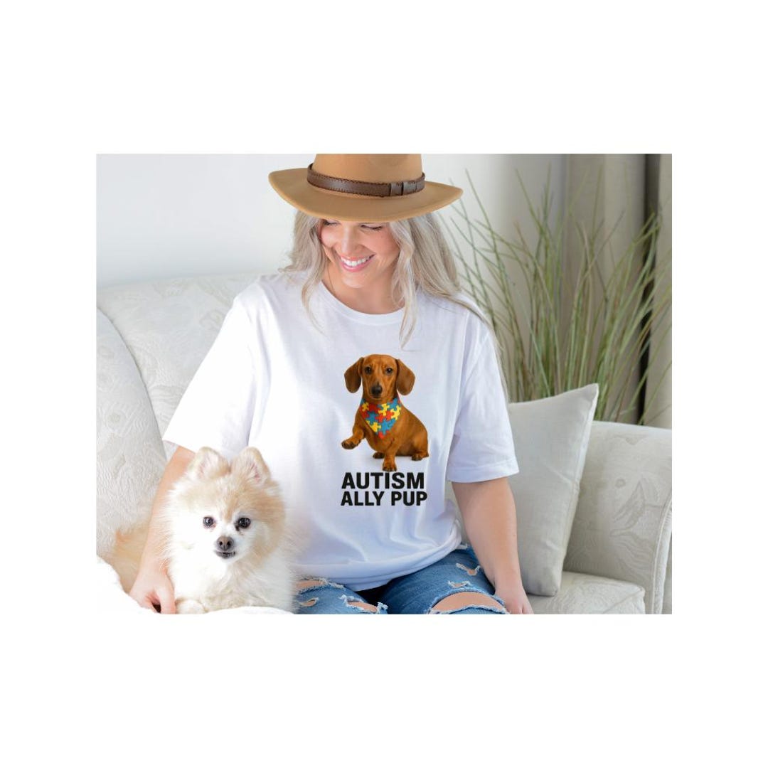 Autism Ally Pup PNG, Realistic Dachshund With Puzzle Bandana Offering ...