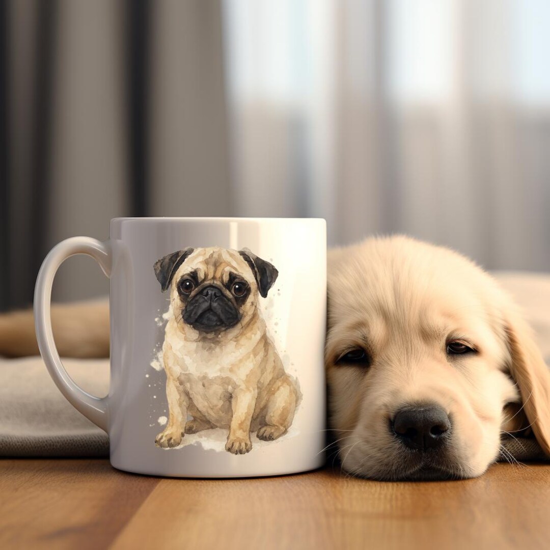 Watercolor Pug PNG, Cute Dog Clipart With Transparent Background for ...