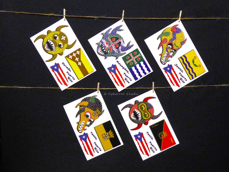 Celebrating Puerto Rico - Set of 5 Postcards (dorado, Mayagüez, Juncos ...