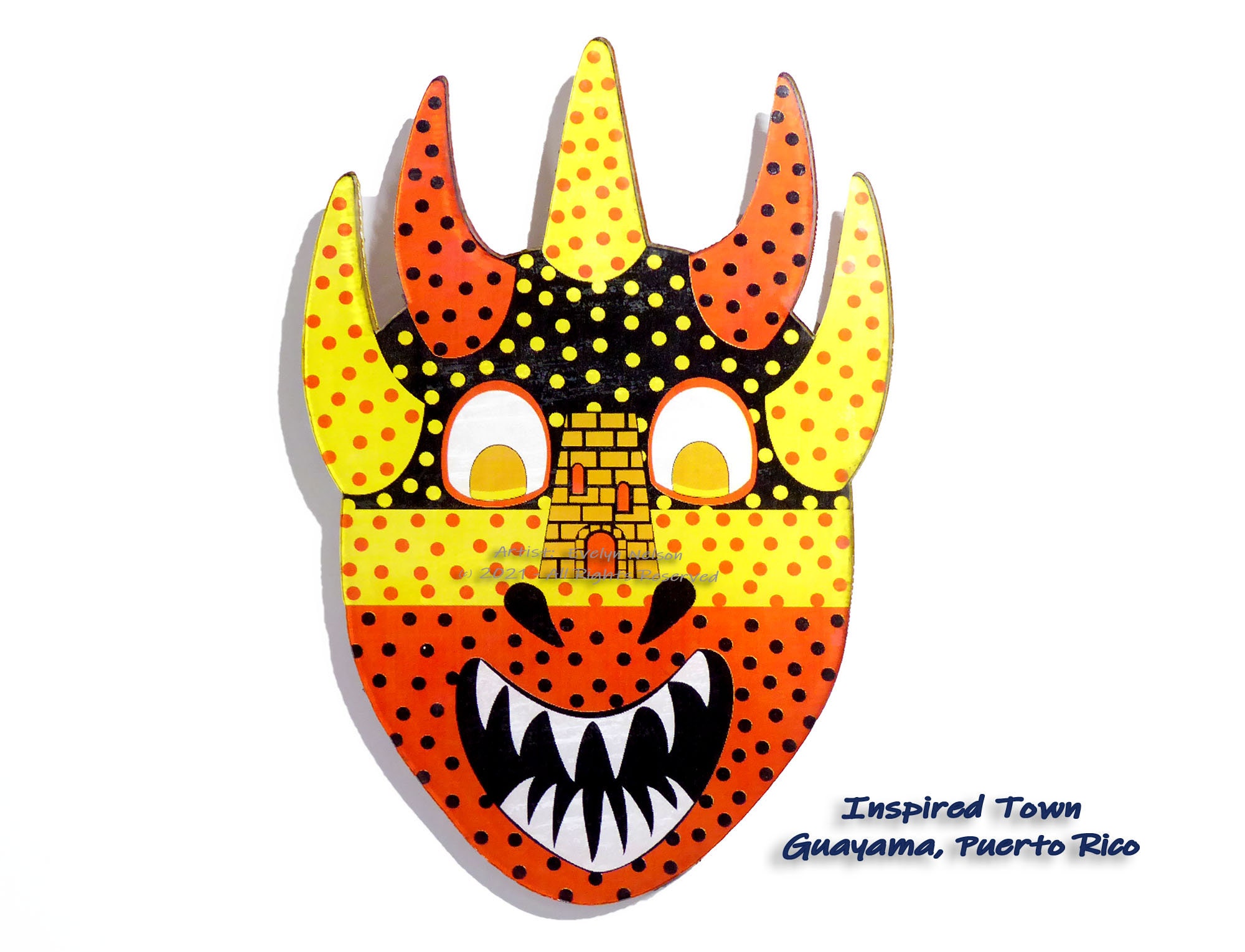Celebrando Puerto Rico Guayama mini-Vejigante Mask Wall Art - Etsy España