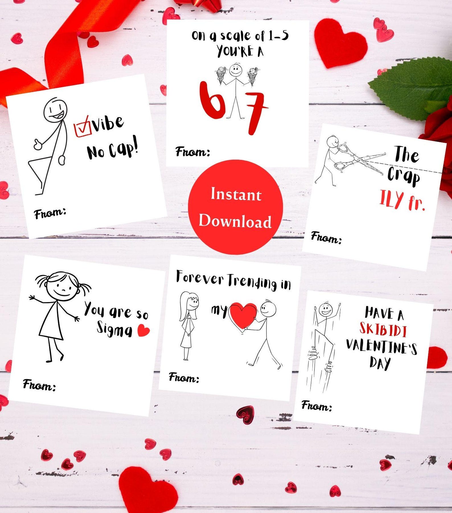 Gen Z Slang Valentine Cards | Funny Printable Classroom Valentines ...
