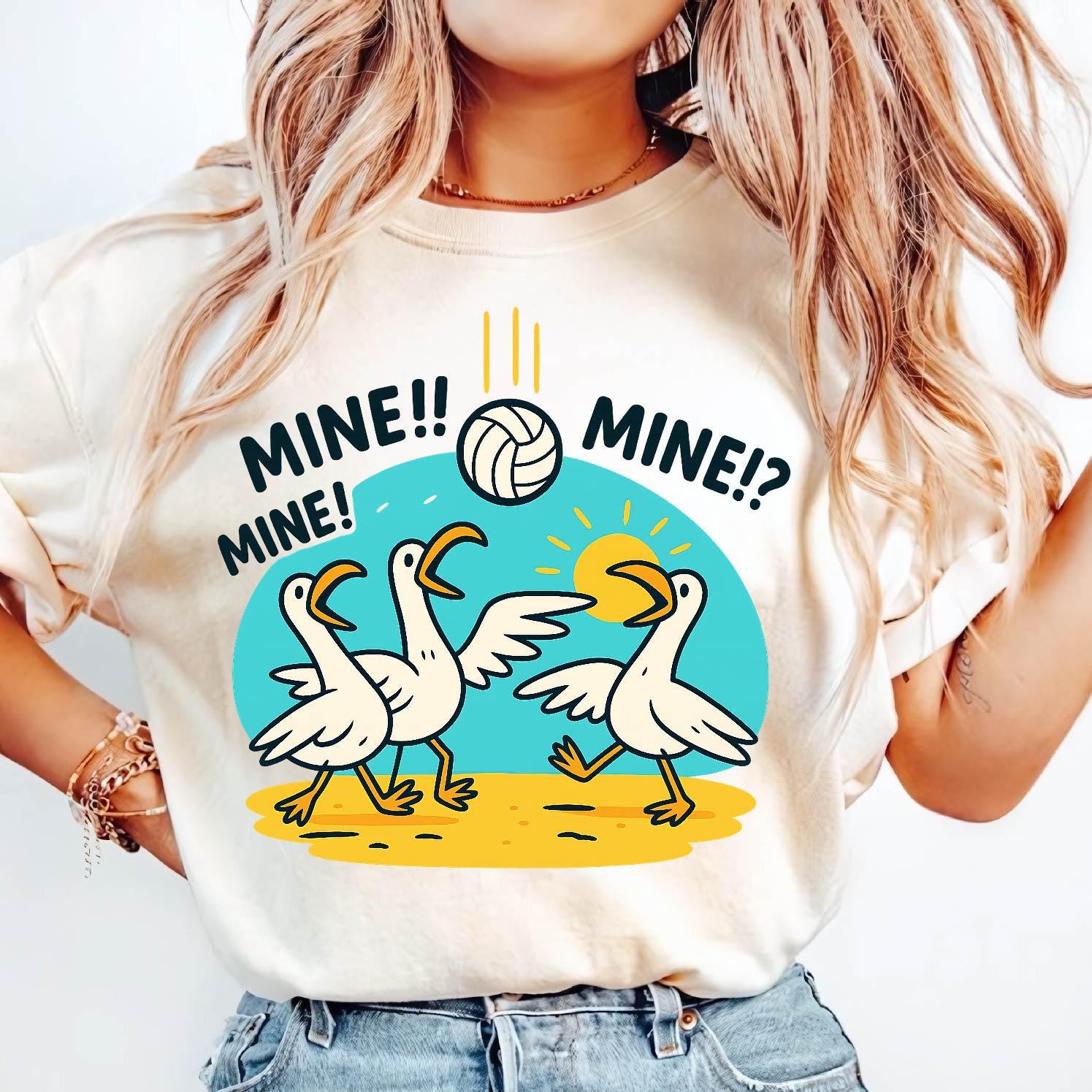 Mine Volleyball PNG, Funny Bird Sports Sublimation Design, Cute ...