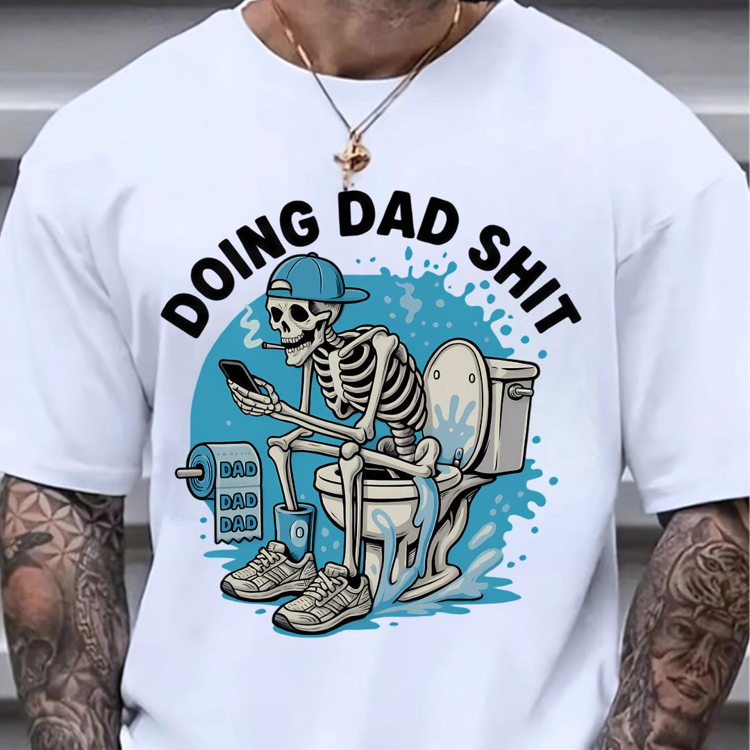 Funny Dad Skeleton PNG: Retro Father's Day Toilet Humor (digital ...
