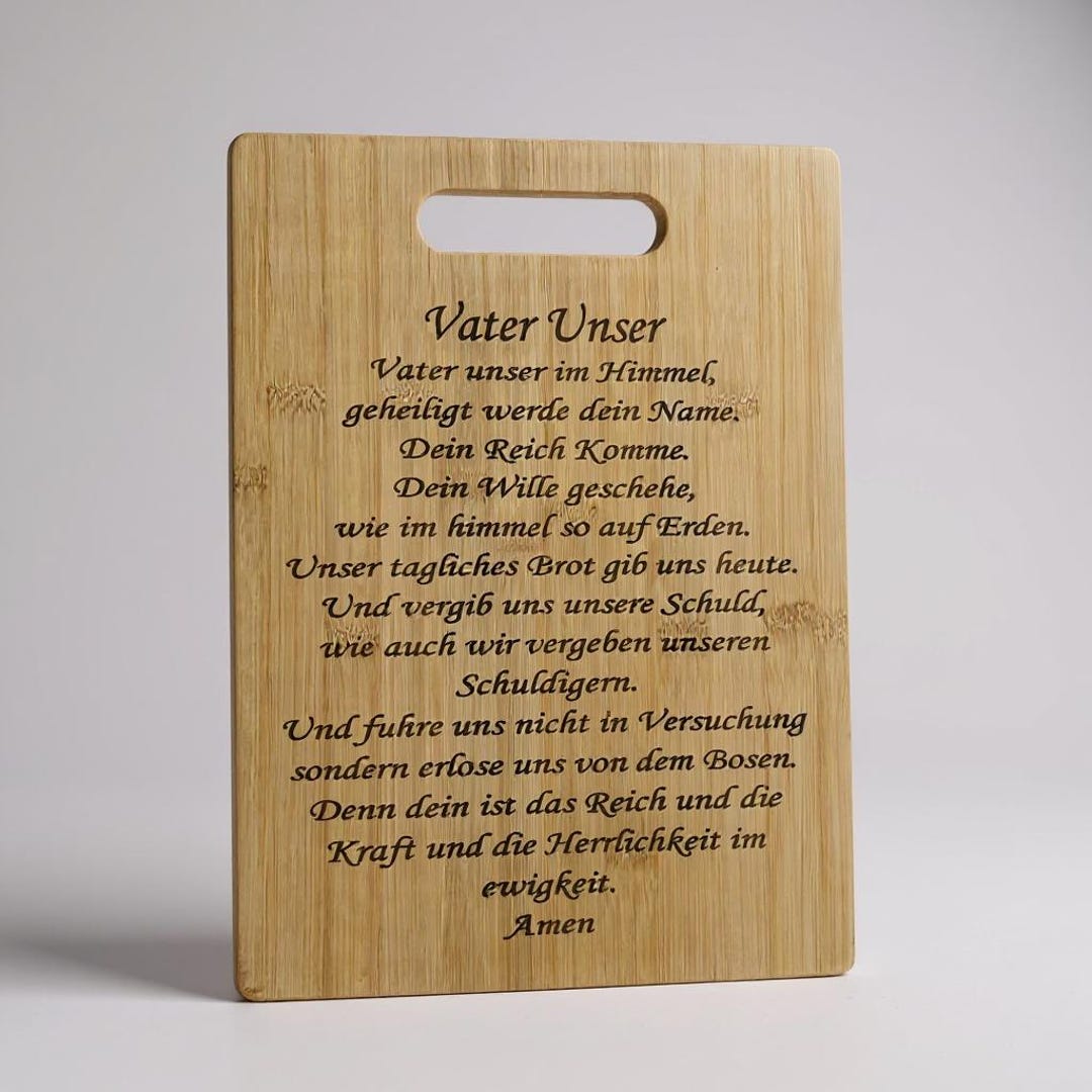 Engraved Lords Prayer in German Bamboo Wood Cutting Board: Personalized ...