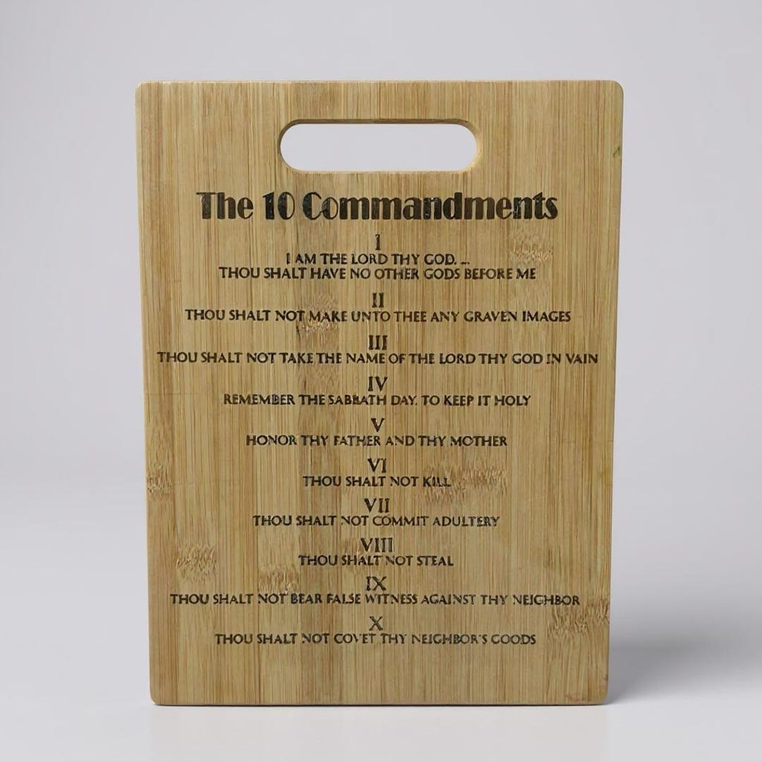 Engraved 10 Commandments Wooden Cutting Board: Christian Kitchen Decor ...