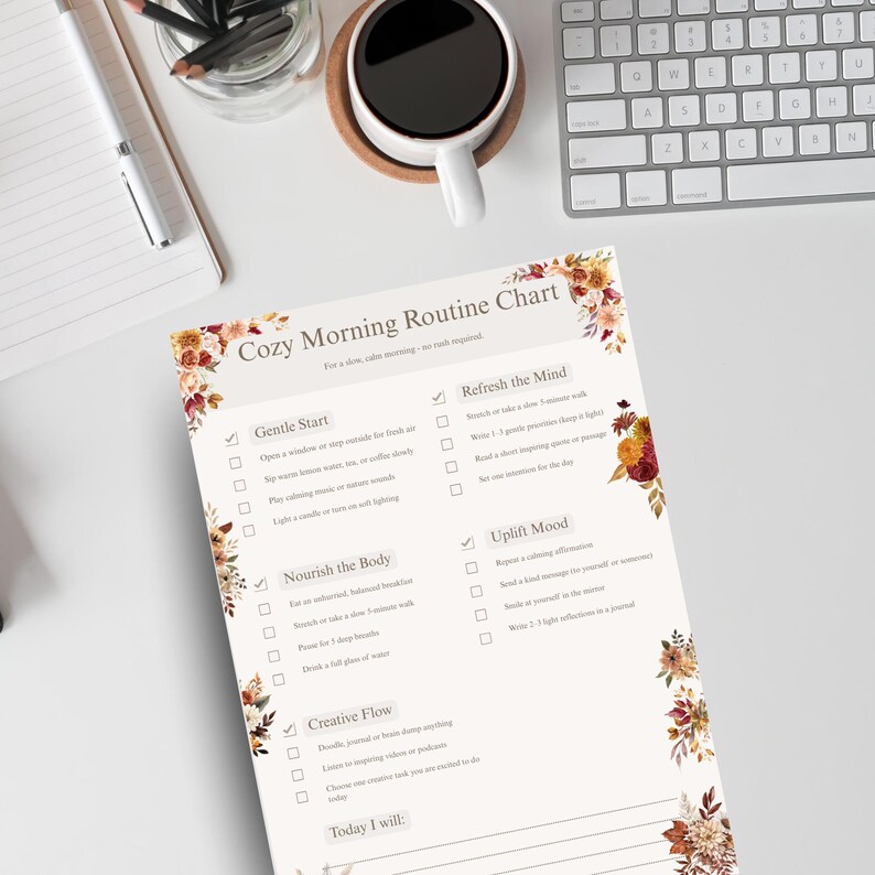 Cozy Morning Routine Chart - Etsy