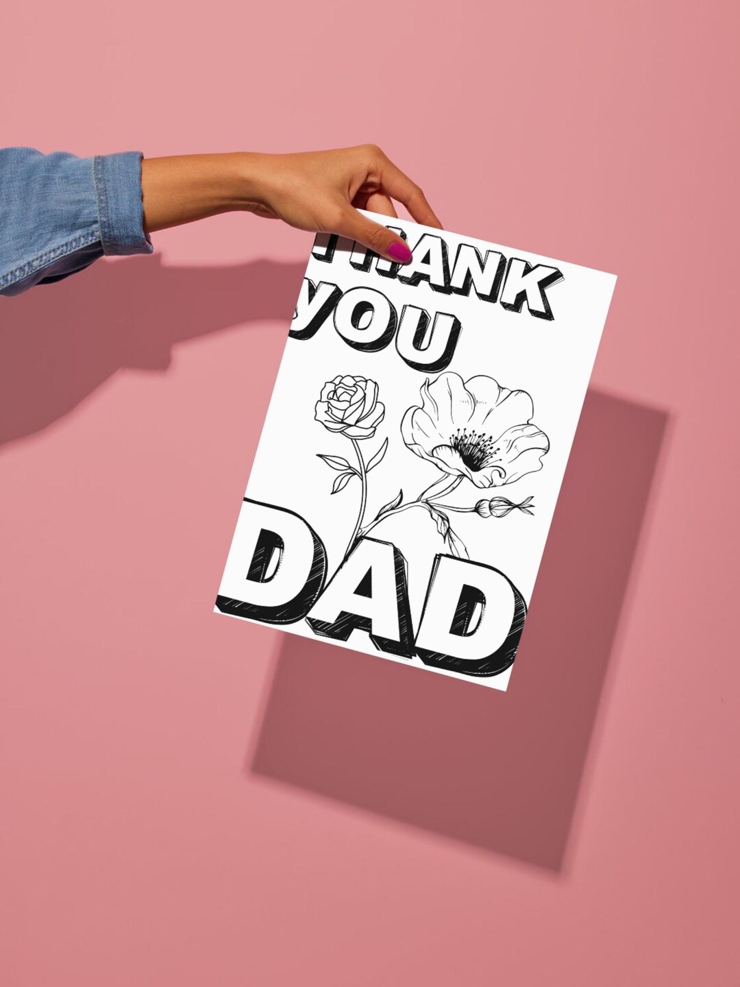 Thank You Dad Coloring Page | Father’s Day Printable Card | Floral ...