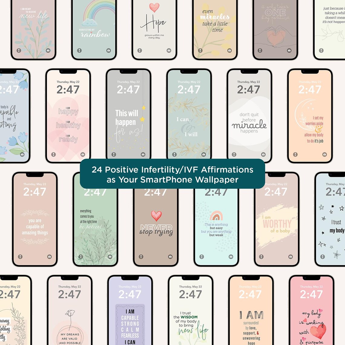 24 Infertility IVF Affirmation Wallpaper Lock Screen for iPhone ...