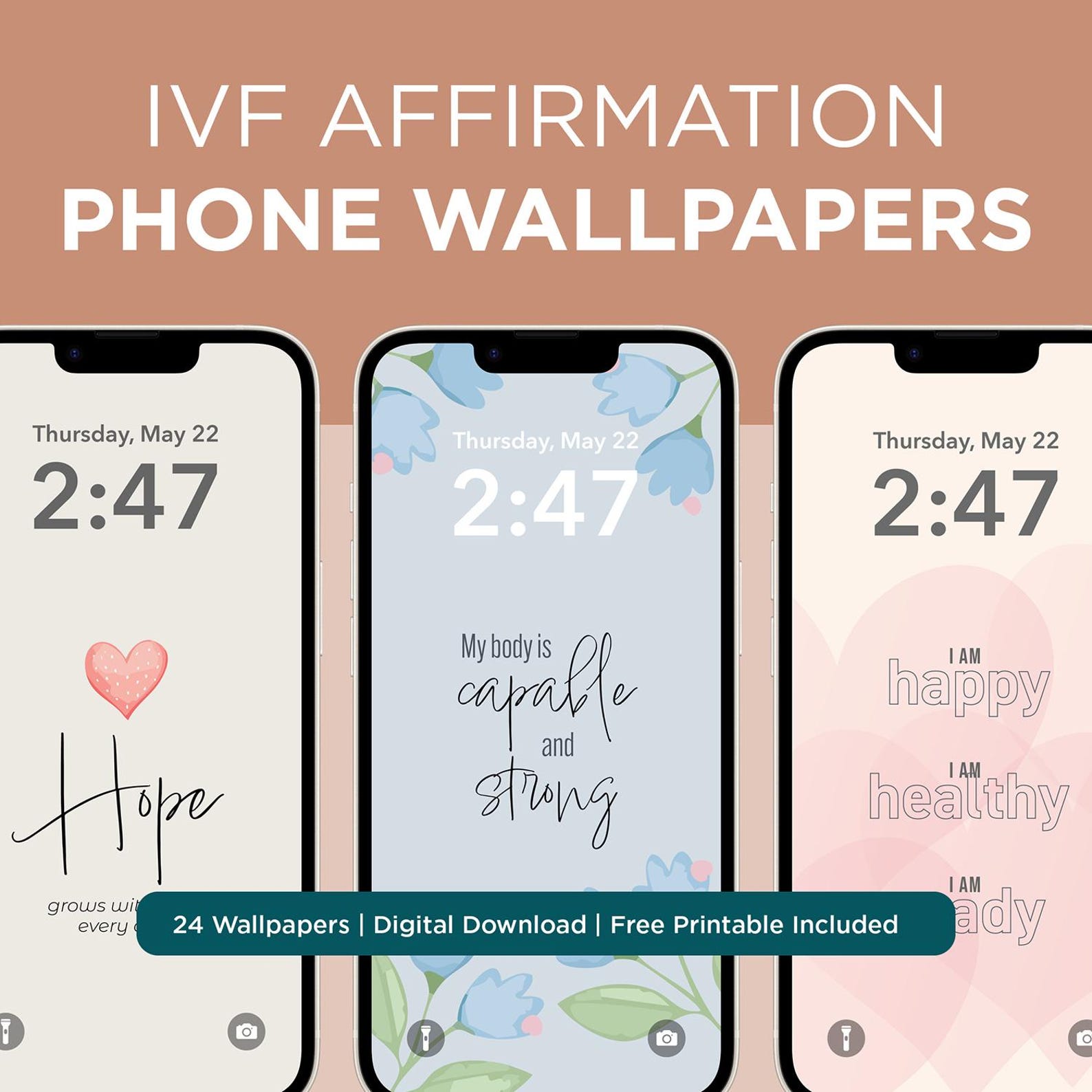 24 Infertility IVF Affirmation Wallpaper Lock Screen for iPhone ...