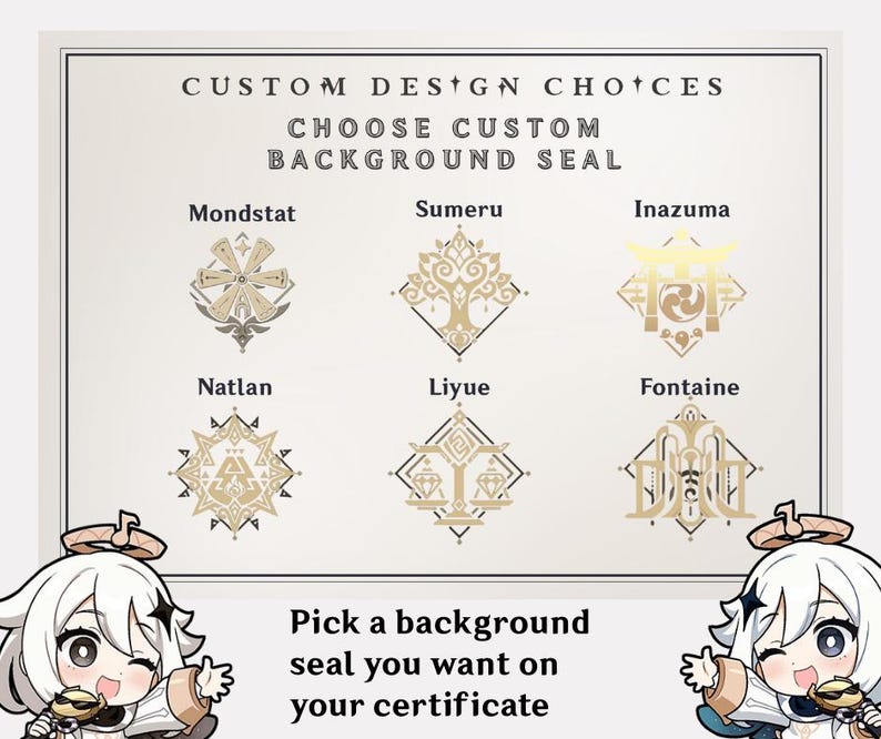 Custom Genshin Impact Certificate Card, Digital Download, Personalized ...