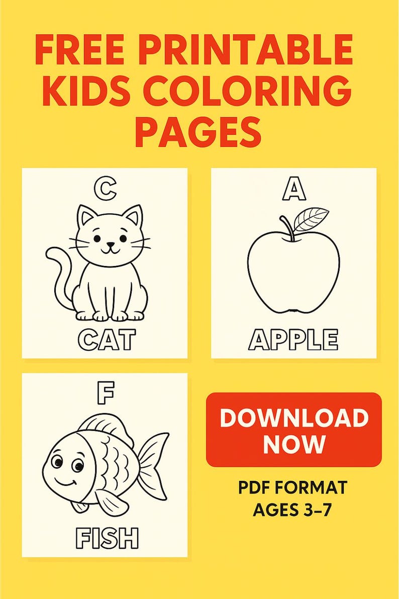 Printable ABC Coloring Book for Kids | A-Z Fun Letters & Words | PDF ...