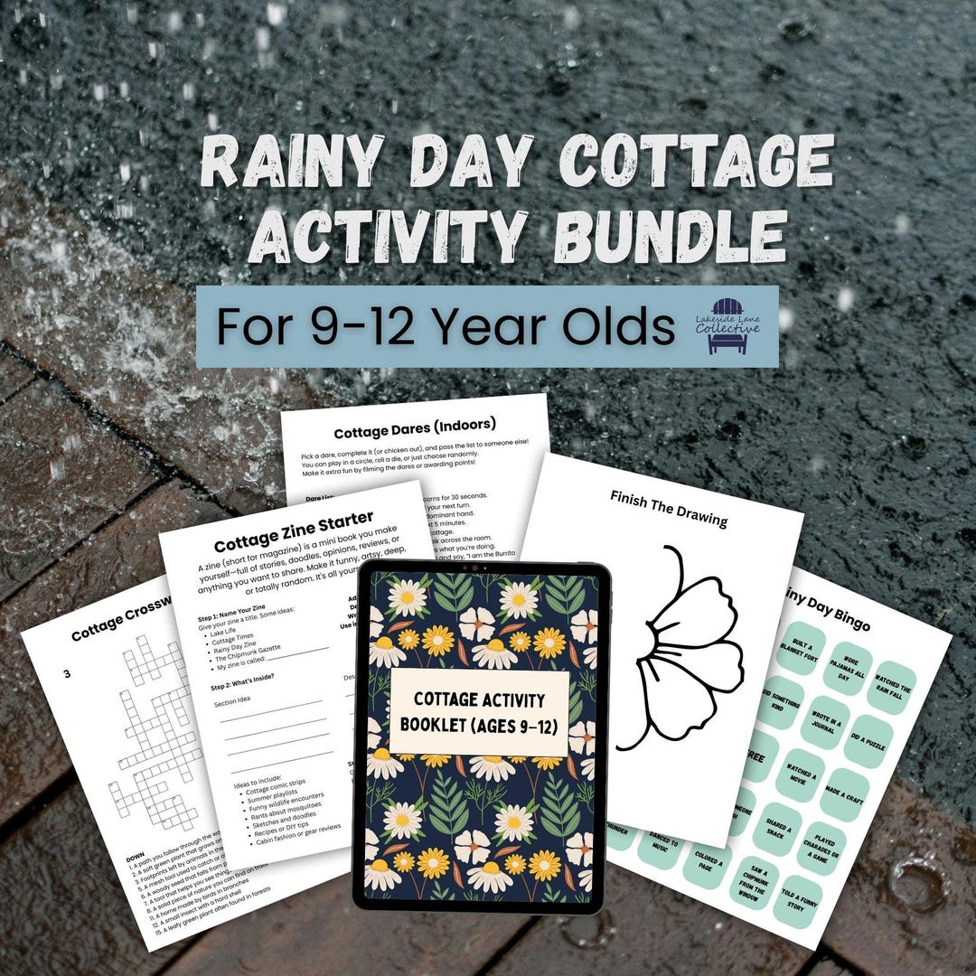 Rainy Day Cottage Activity Bundle Book Kit Packs Sheets Pages 9-12 ...