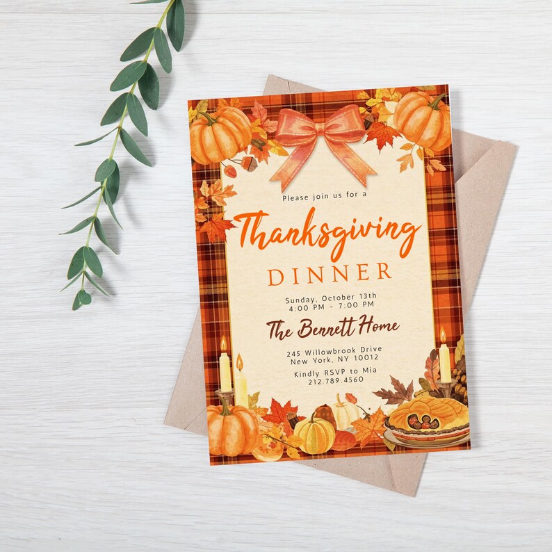 Thanksgiving Dinner Invitation: Friendsgiving Party Invite, Pumpkin ...