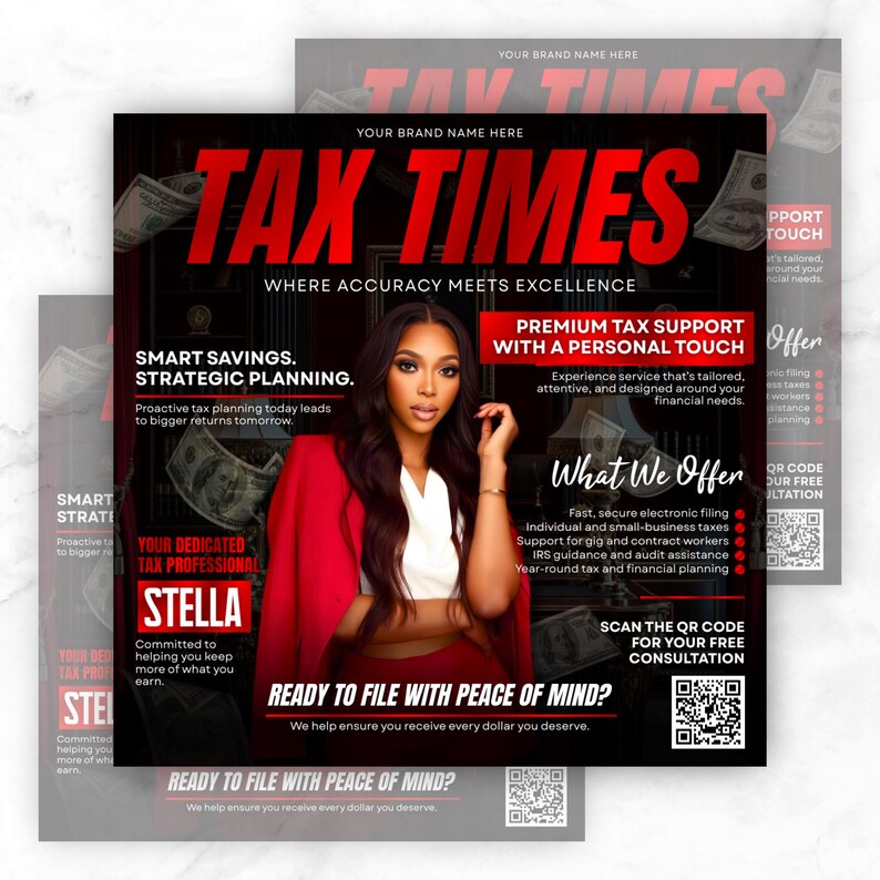 Magazine Flyer for Tax Season, Modern Tax Prep Flyer, Editable Tax ...
