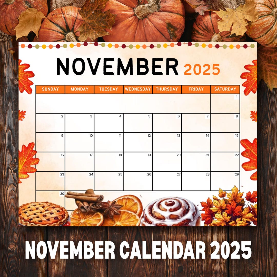 November 2025 Calendar: Thanksgiving Planner (digital Download) - Etsy