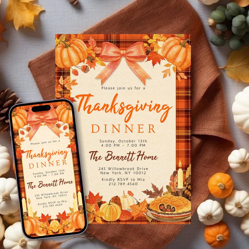 Thanksgiving Dinner Invitation: Friendsgiving Party Invite, Pumpkin ...