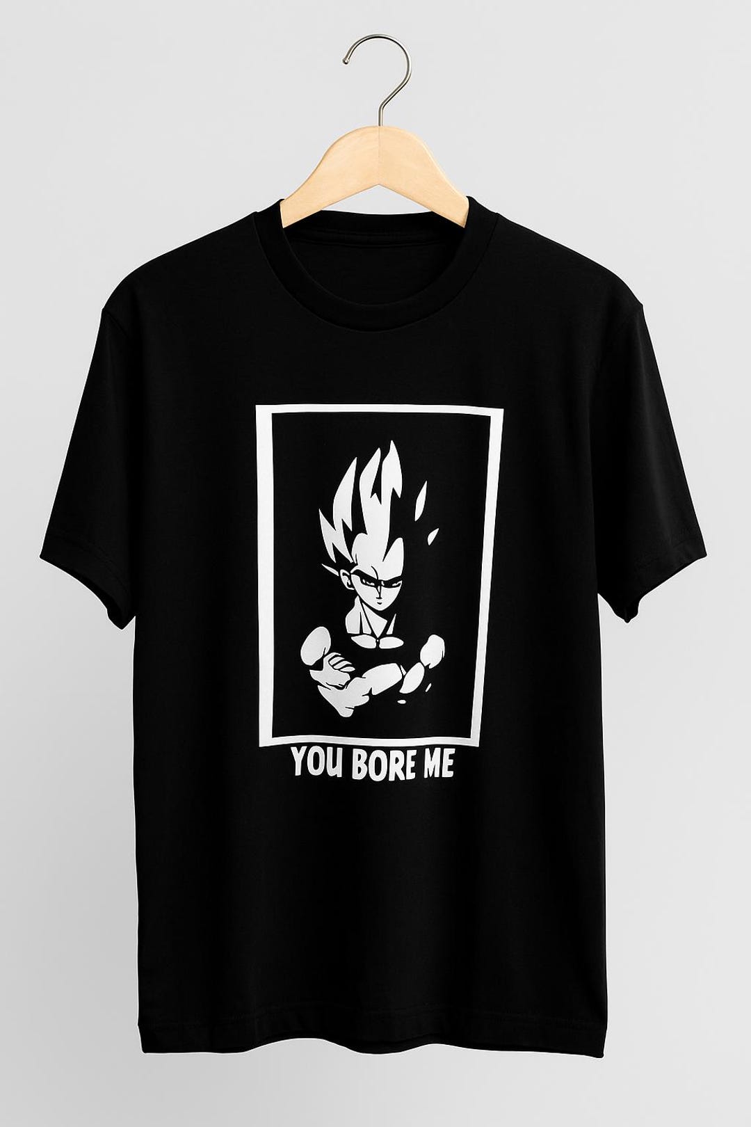 Vegeta "you Bore Me" Anime T-shirt – Bold Black & White DBZ Shirt - Etsy
