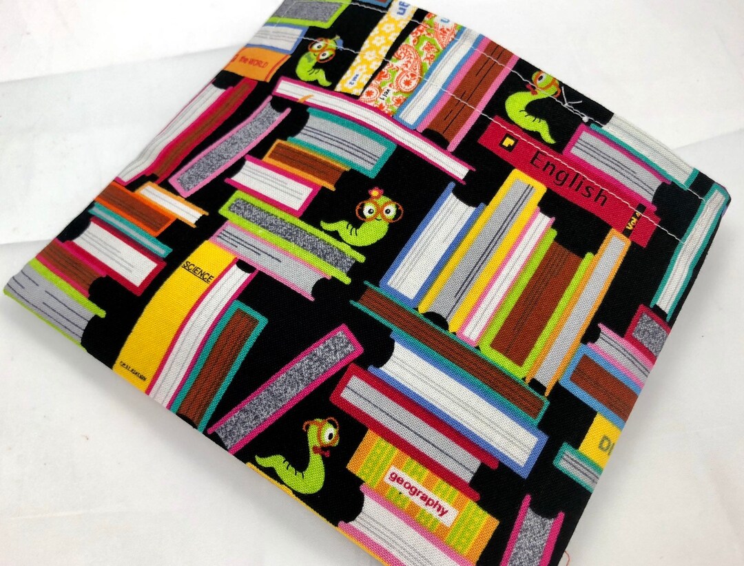 Black Reusable Snack Bag, Bookworm Reusable Baggie, Book Worm Snack Bag ...