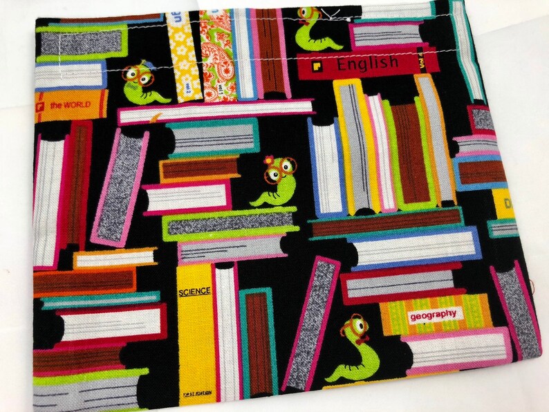 Black Reusable Snack Bag Bookworm Reusable Baggie Book Worm - Etsy