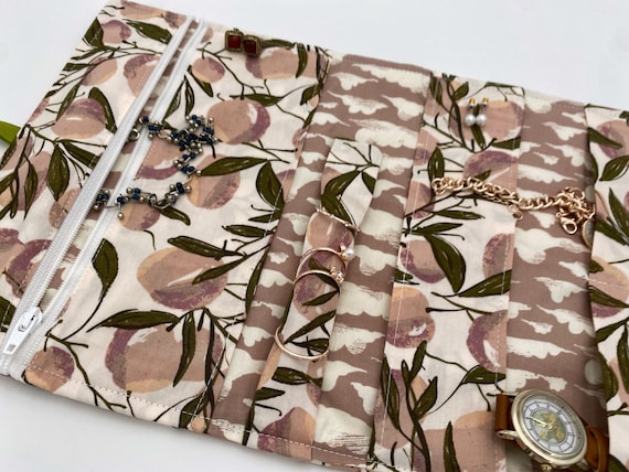 Jewelry Organizer Jewelry Roll Fabric Jewelry Pouch Travel Jewelry Case Red Jewelry Case Herstory Floral Etsy