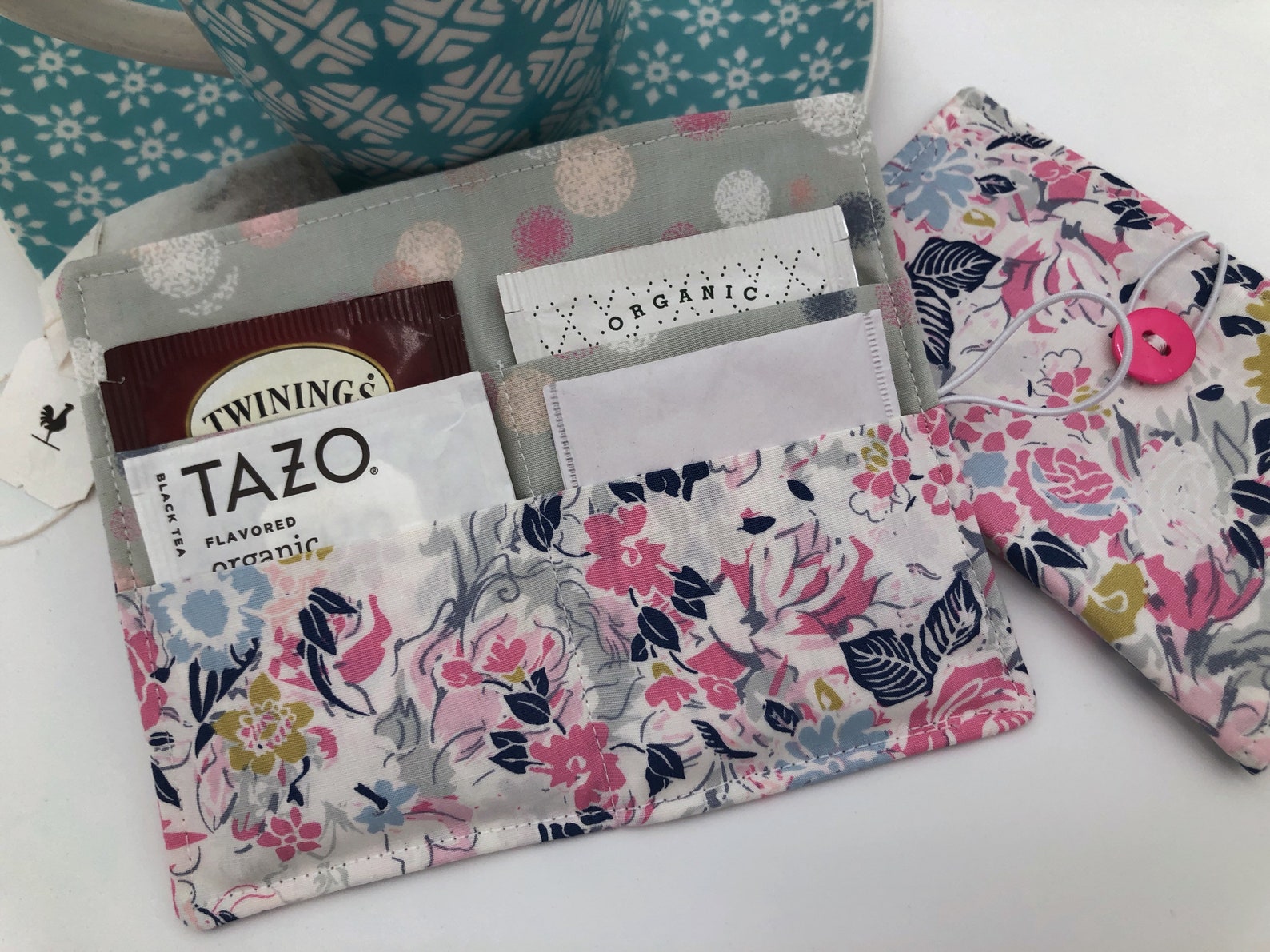 Tea Wallet Tea Bag Holder Pink Tea Bag Wallet Teabag | Etsy