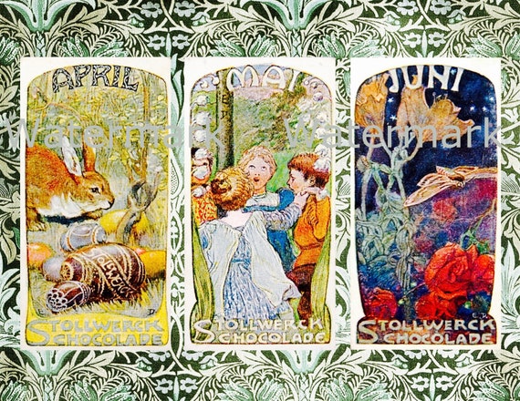 Vintage Old World Calendar Images Set of 3 April May June - Etsy
