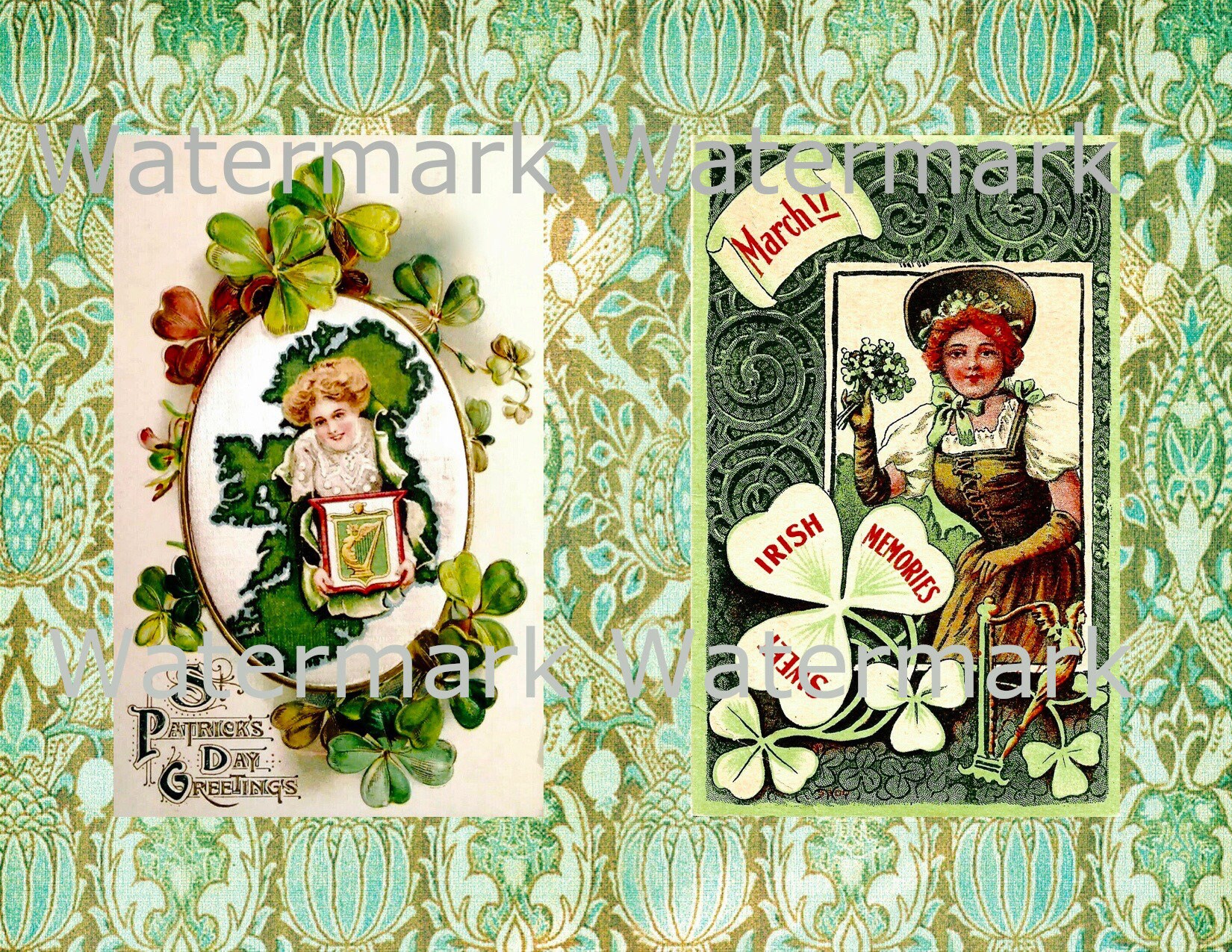 2 Vintage St. Patrick's Day Colleens Irish Lasses on W. - Etsy