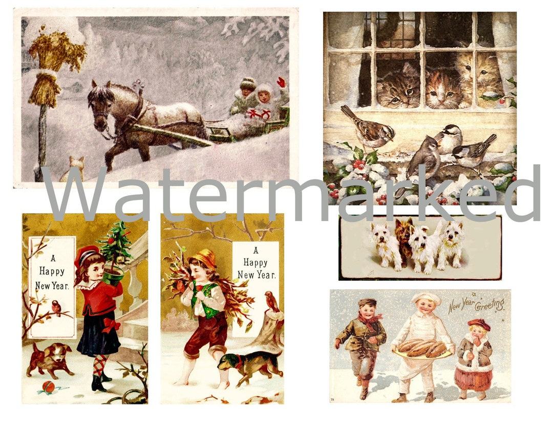 Vintage Old World Christmas Winter Collage Sheet, 6 Victorian Winter ...