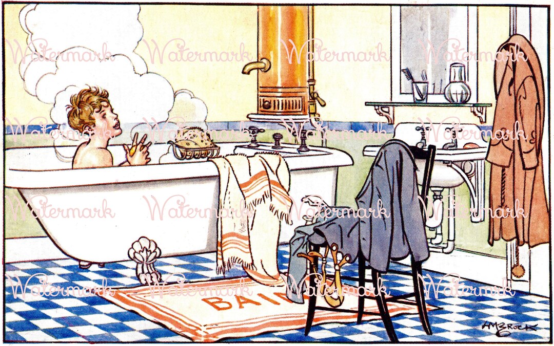 Vintage French Victorian Boy in the Bath. Instant Digital Download - Etsy