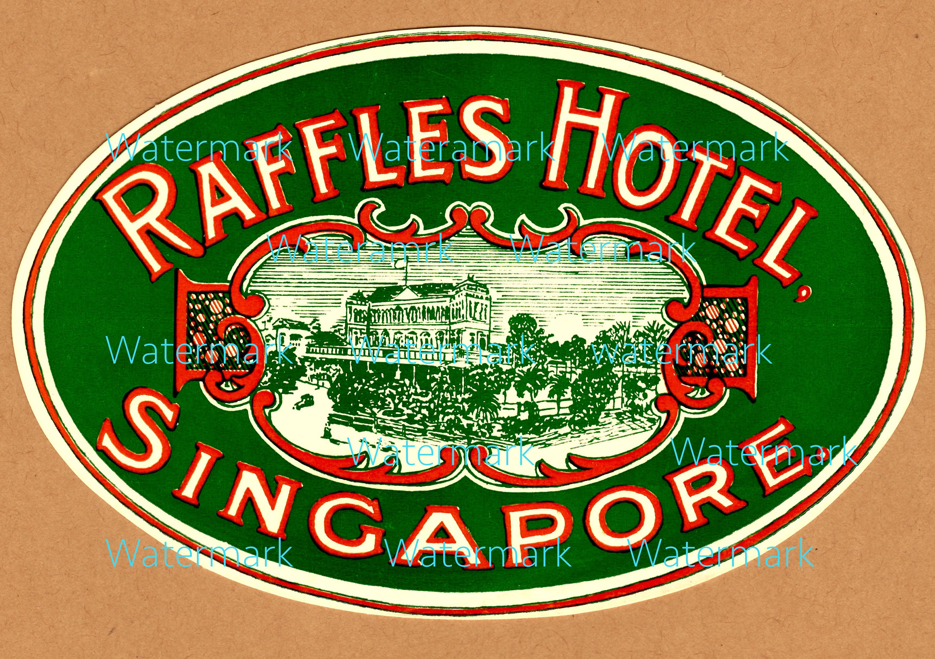 Vintage Raffles Hotel Singapore Luggage Label, Instant Digital Download ...