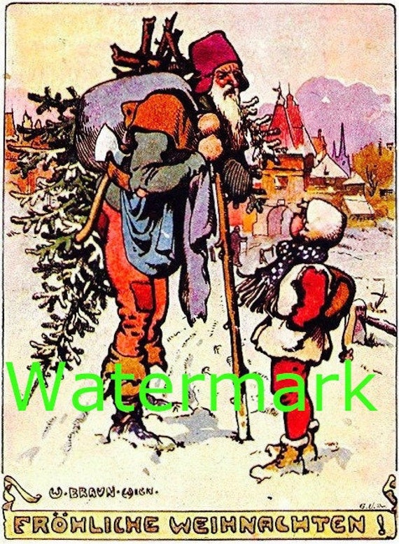 Vintage Old World European Santa Claus With Little Girl and - Etsy