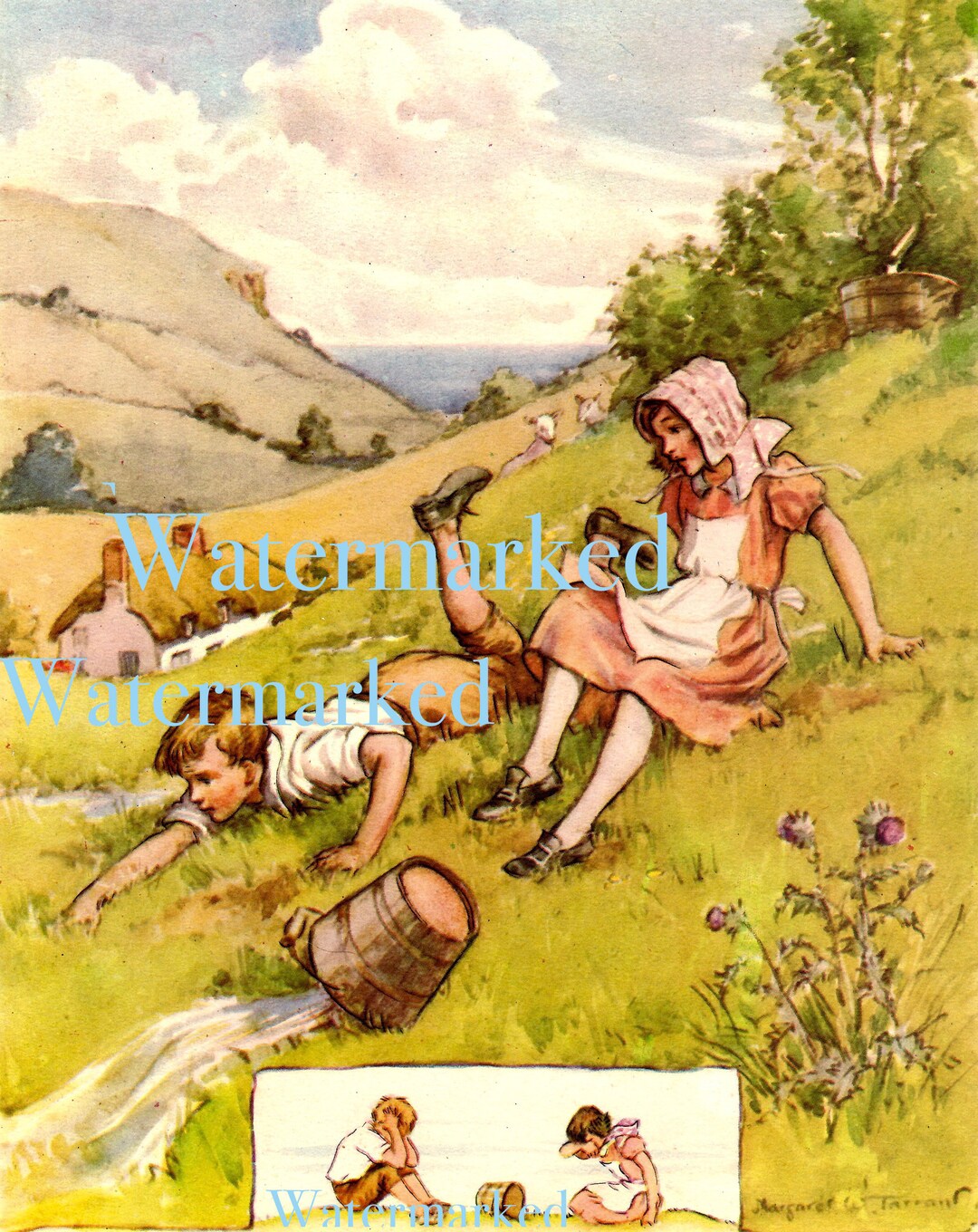 Vintage Children's Illustration Jack & Jill. Instant Digital Download ...
