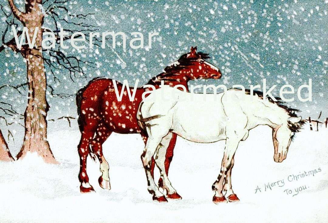 Vintage Old World Winter Christmas, Caballos en la nieve, descarga ...