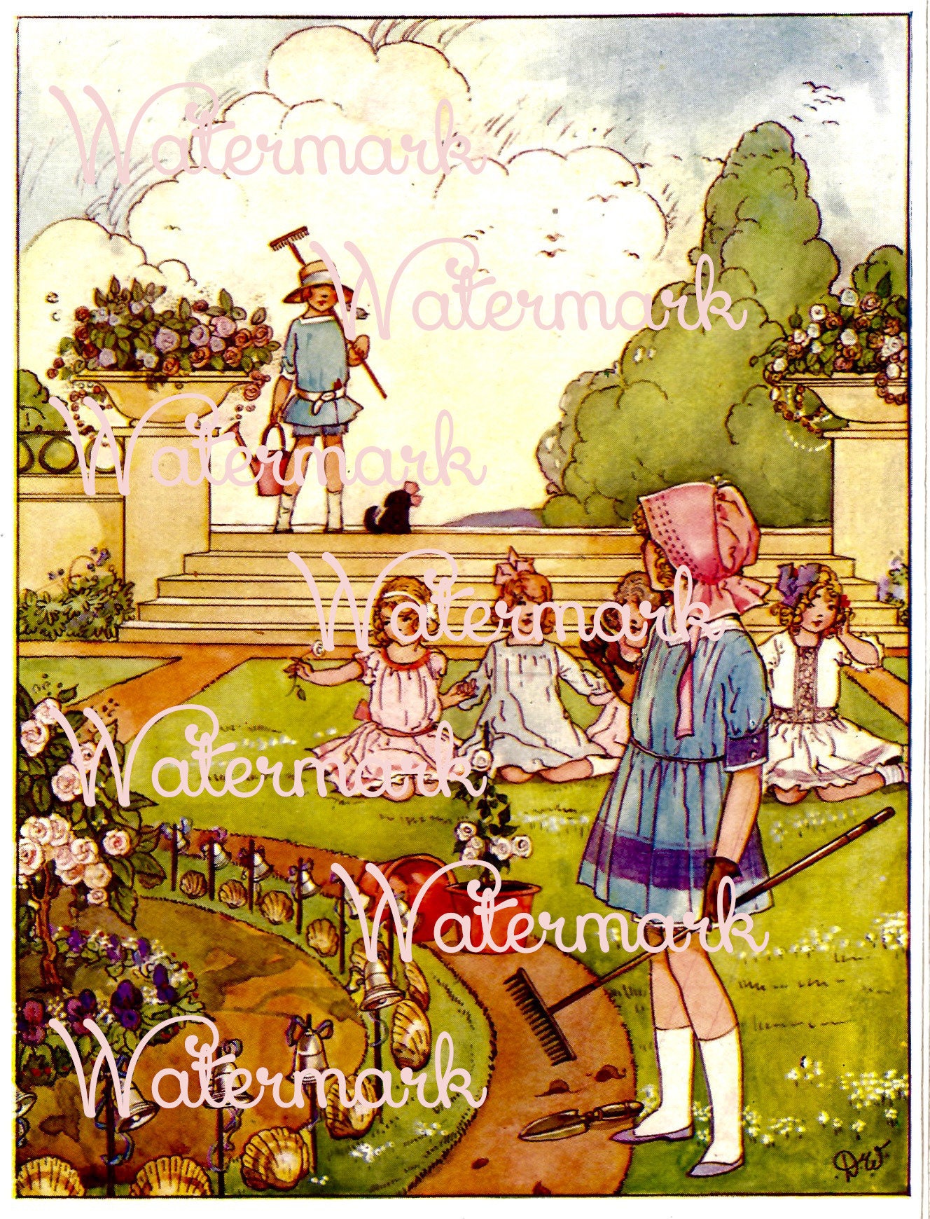 Vintage Nursery Rhyme Mary Mary Quite Contrary. Antique Book ...