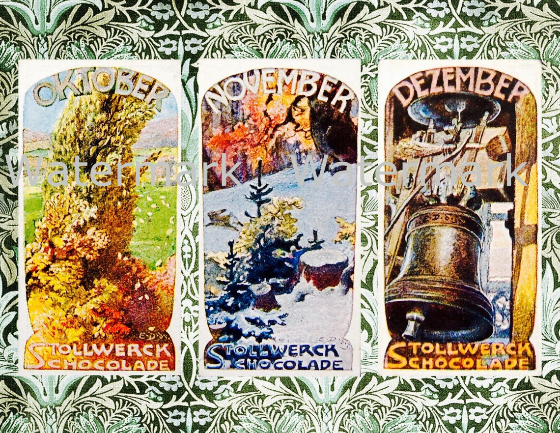 Vintage Old World Calendar Images Set of 3 Oct., Nov., Dec., Instant ...