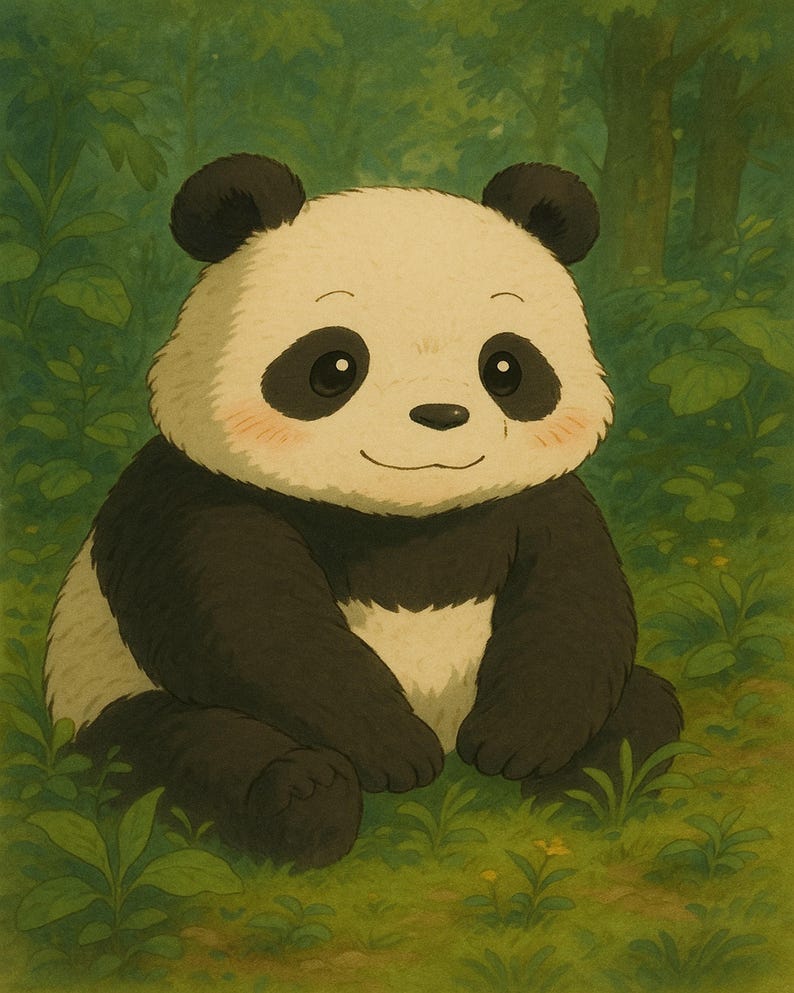 Studio Ghibli Inspired Panda Poster Printable | Cute Wall Art for ...