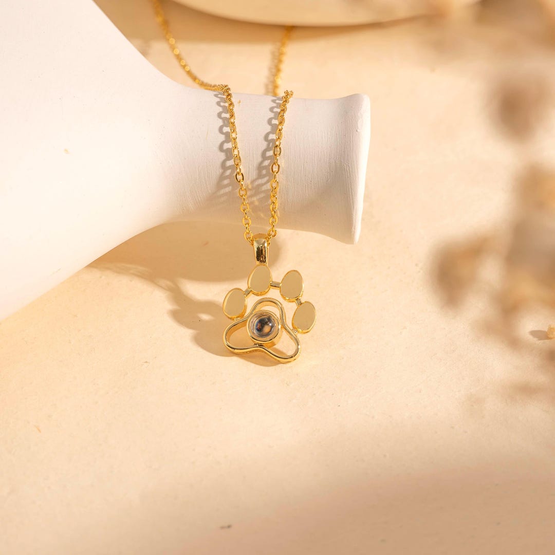 Pet Paw Projection Necklace,dog or Cat Photo Necklace,memorial Pet ...