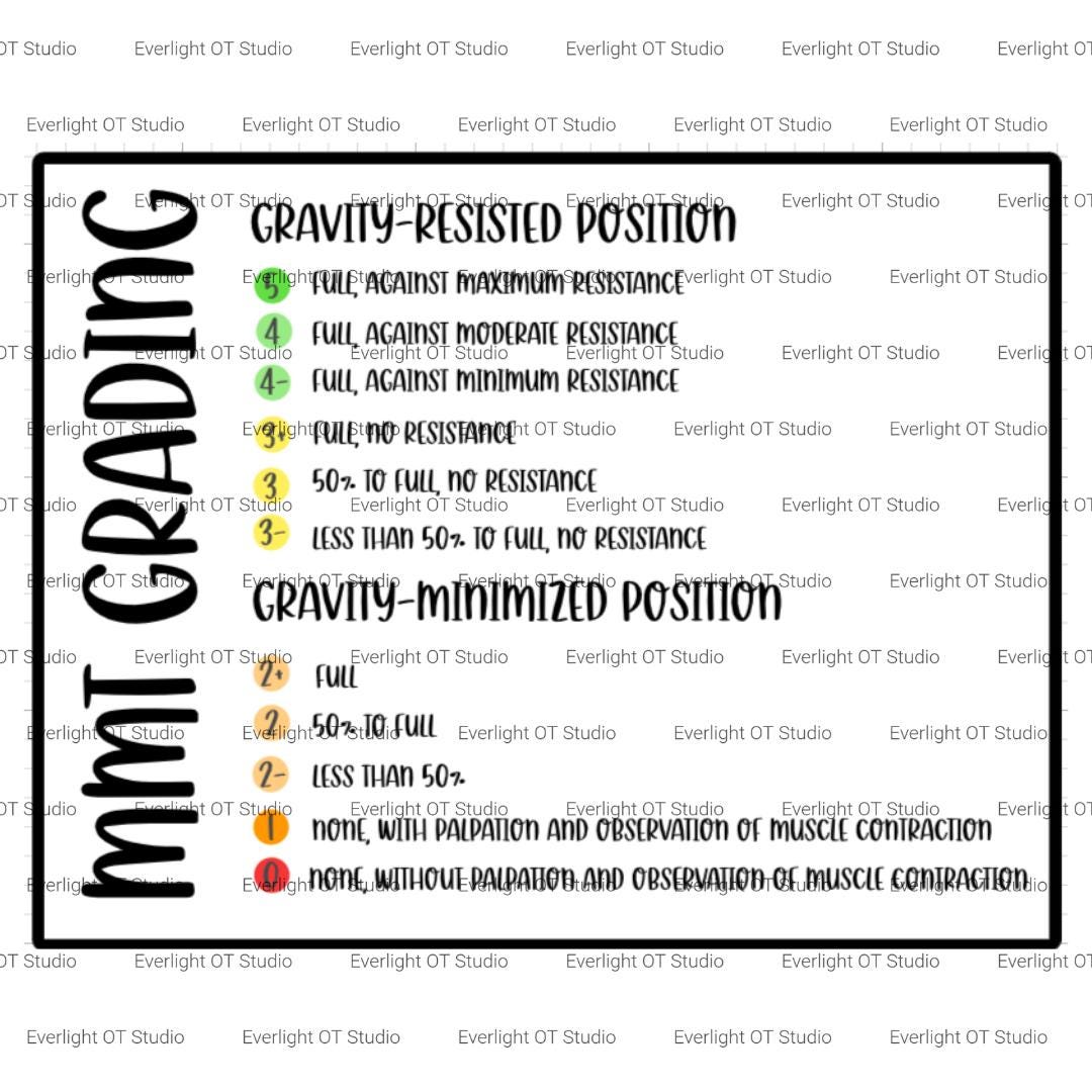 Manual Muscle Testing Grading Chart Sticker - MMT for OT/PT Students - Etsy