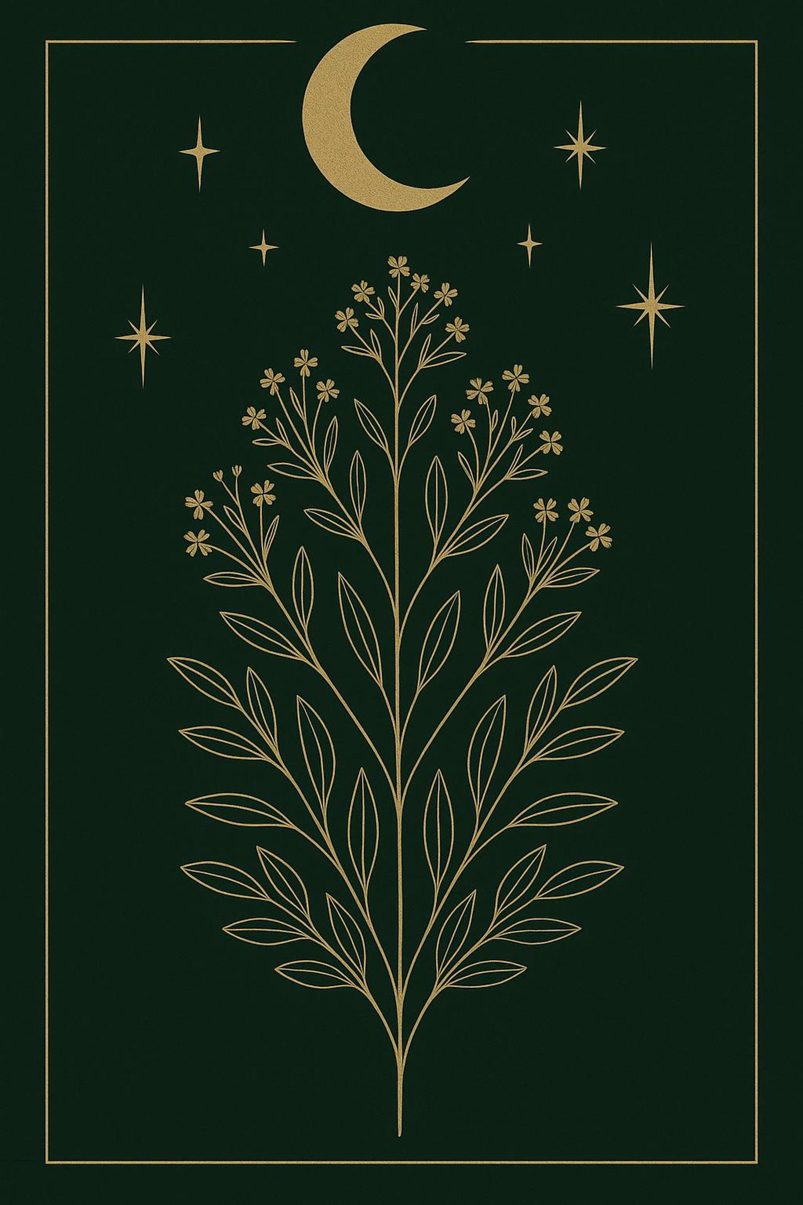 Herb Witch Printable Art Set Botanical Green and Gold Wall Decor ...