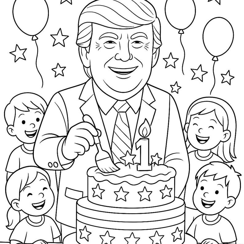 Trump Coloring Book, Patriotic Coloring Pages, 4th of July Kids ...