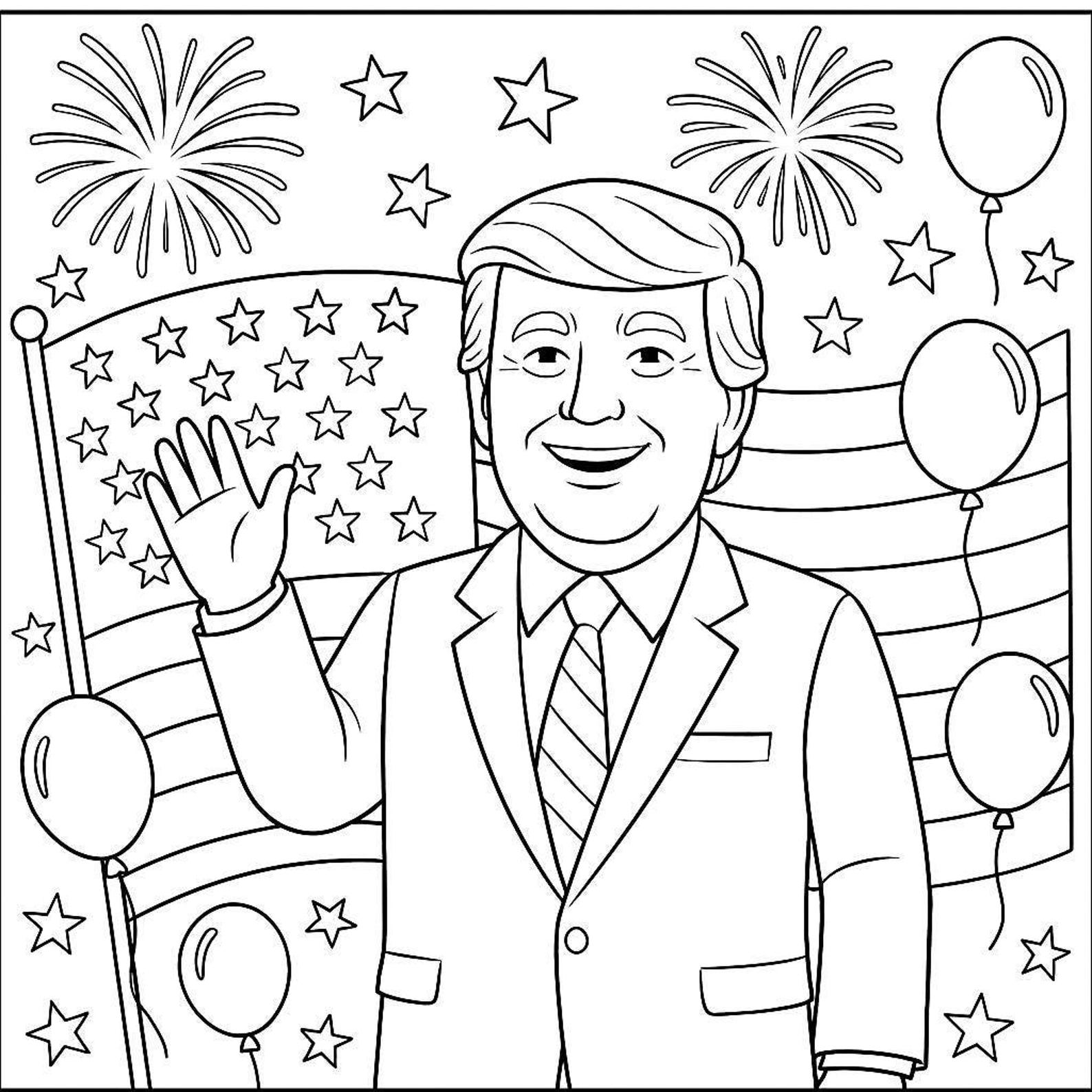 Trump Coloring Book, Patriotic Coloring Pages, 4th of July Kids ...