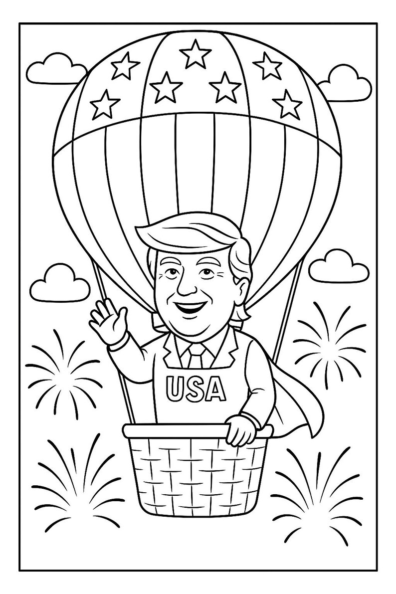 Trump Coloring Book, Patriotic Coloring Pages, 4th of July Kids ...