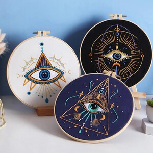 Evil Eyes Embroidery Kit, Modern Embroidery Kit, Tarot Embroidery Kit ...