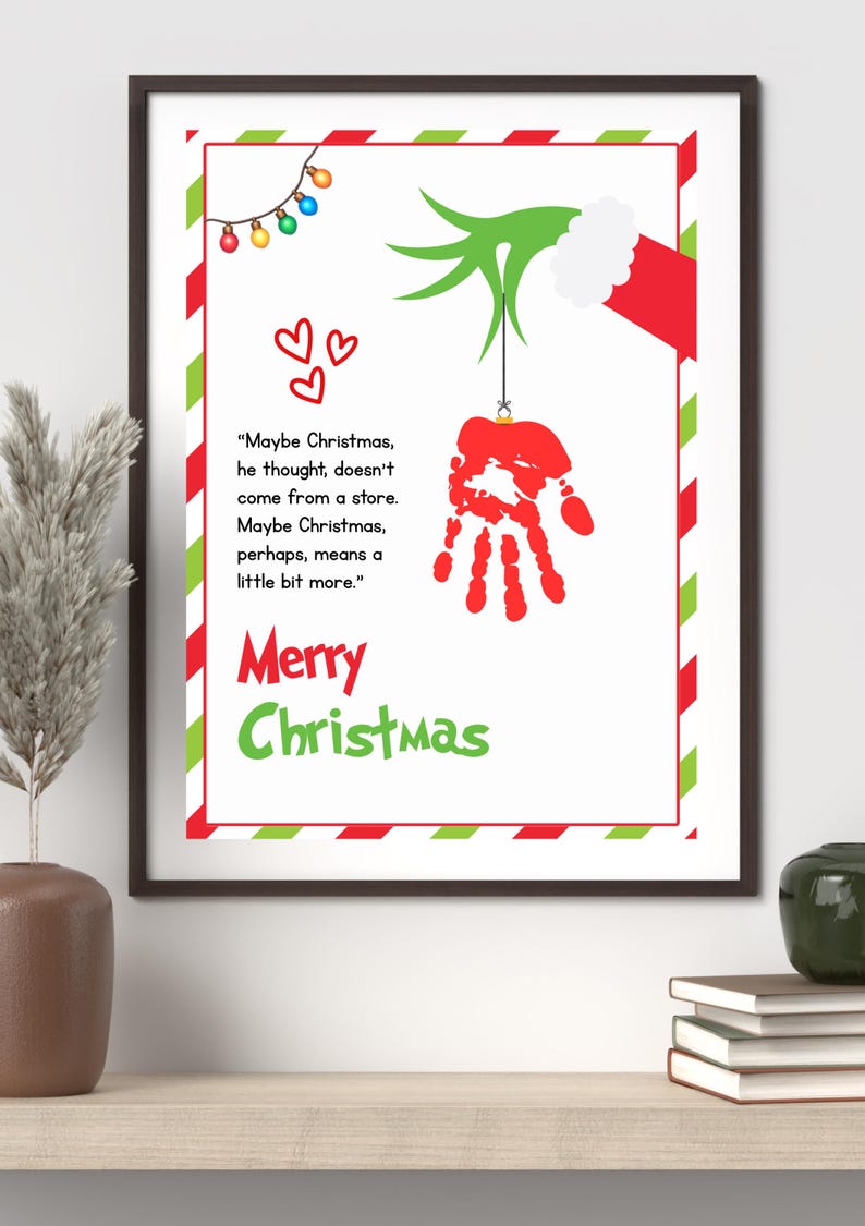 Christmas Handprint DIY Art Craft, the Grinch Handprint Ornament ...