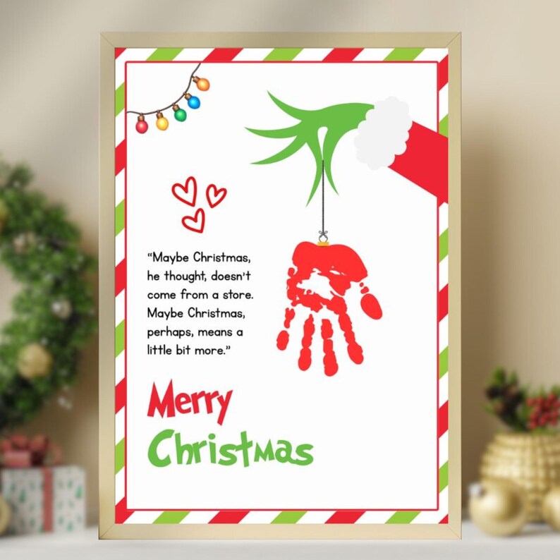 Christmas Handprint DIY Art Craft, the Grinch Handprint Ornament ...