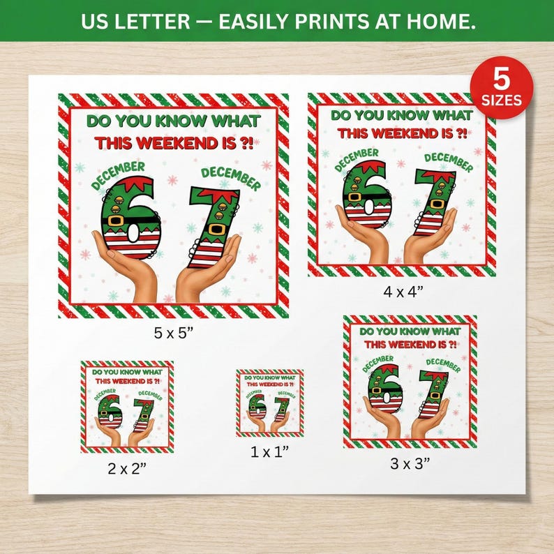 6 7 Elf Prop Sign, Six Seven Elf Idea, 6-7 Christmas Prop, 6-7 December ...