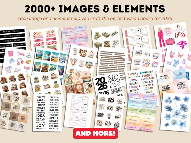 Vision Board 2026 Kit Vision Board Imprimables Vision Board 2026 Modèle ...