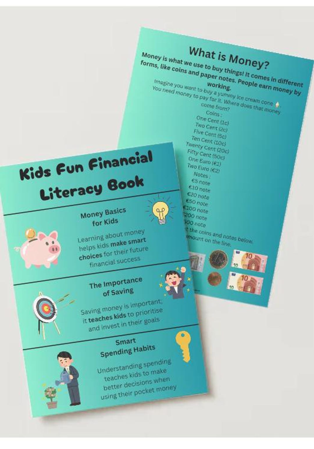 Kids Fun Financial Literacy Workbook - Euro - Etsy
