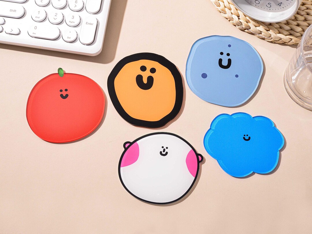 Smiley Acrylic Coaster, Cute Coffee Table Coaster, Heat-resistant ...