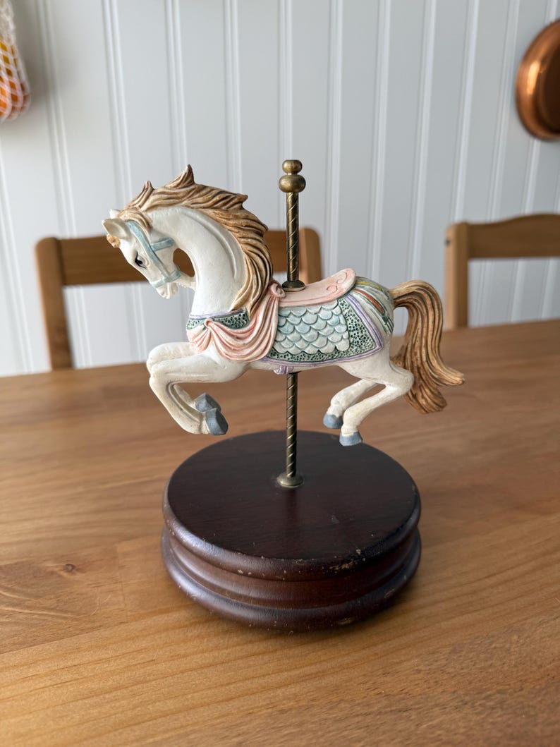 Vintage Turning Carousel Horse Music Box - Etsy